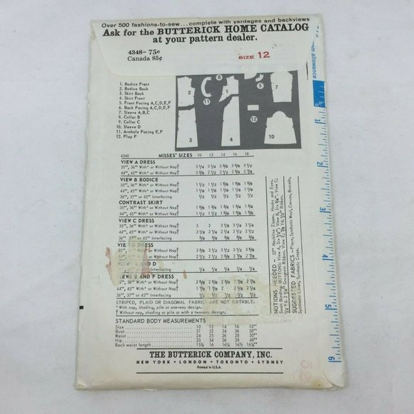 Butterick | Art | Vintage Butterick 4348 Womens Knee Length Dress ...